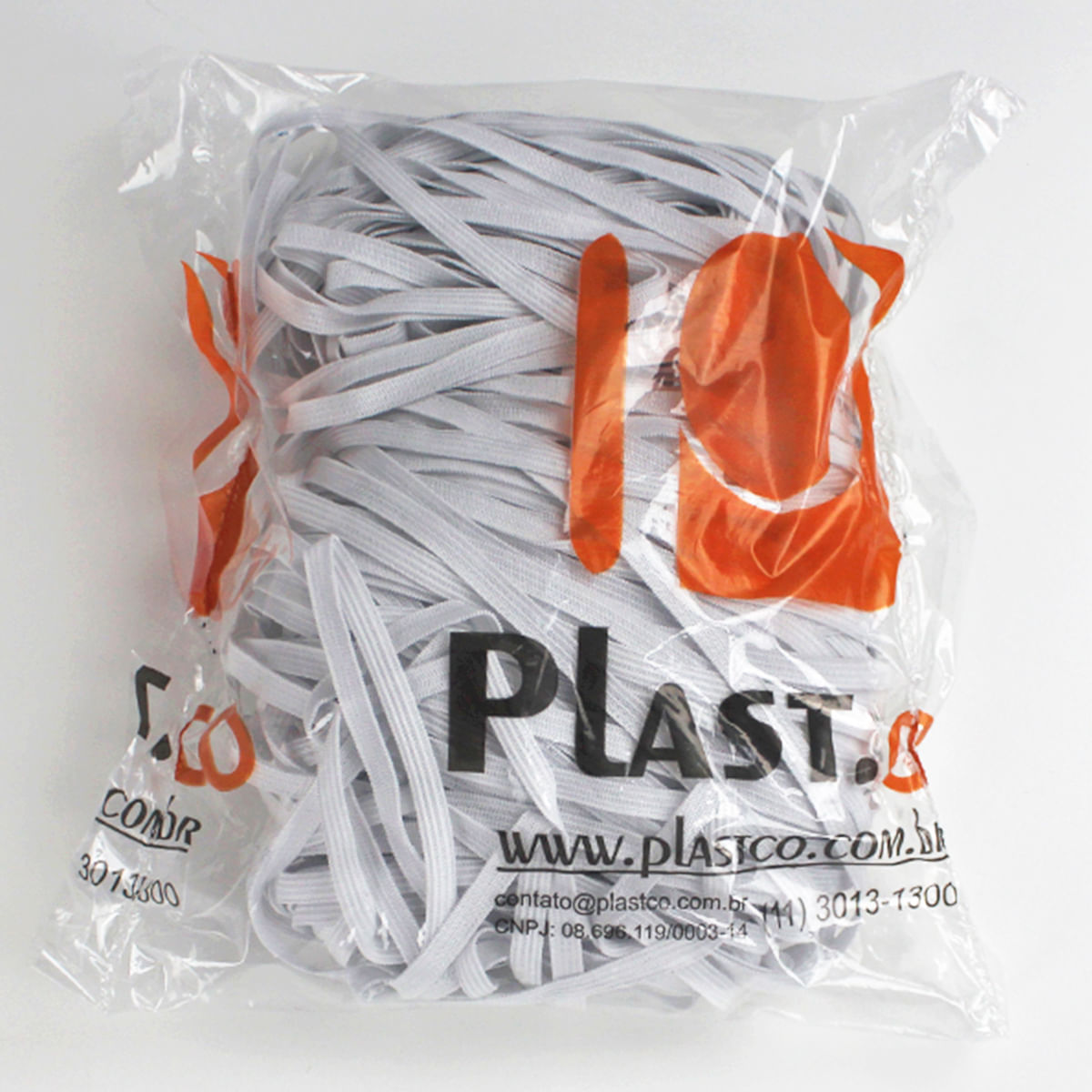 Elastico Chato Branco 7Mm - Plast.co